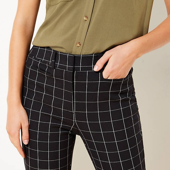 LOFT | Pants & Jumpsuits | Nwt Loft Windowpane High Waist Skinny Ankle ...